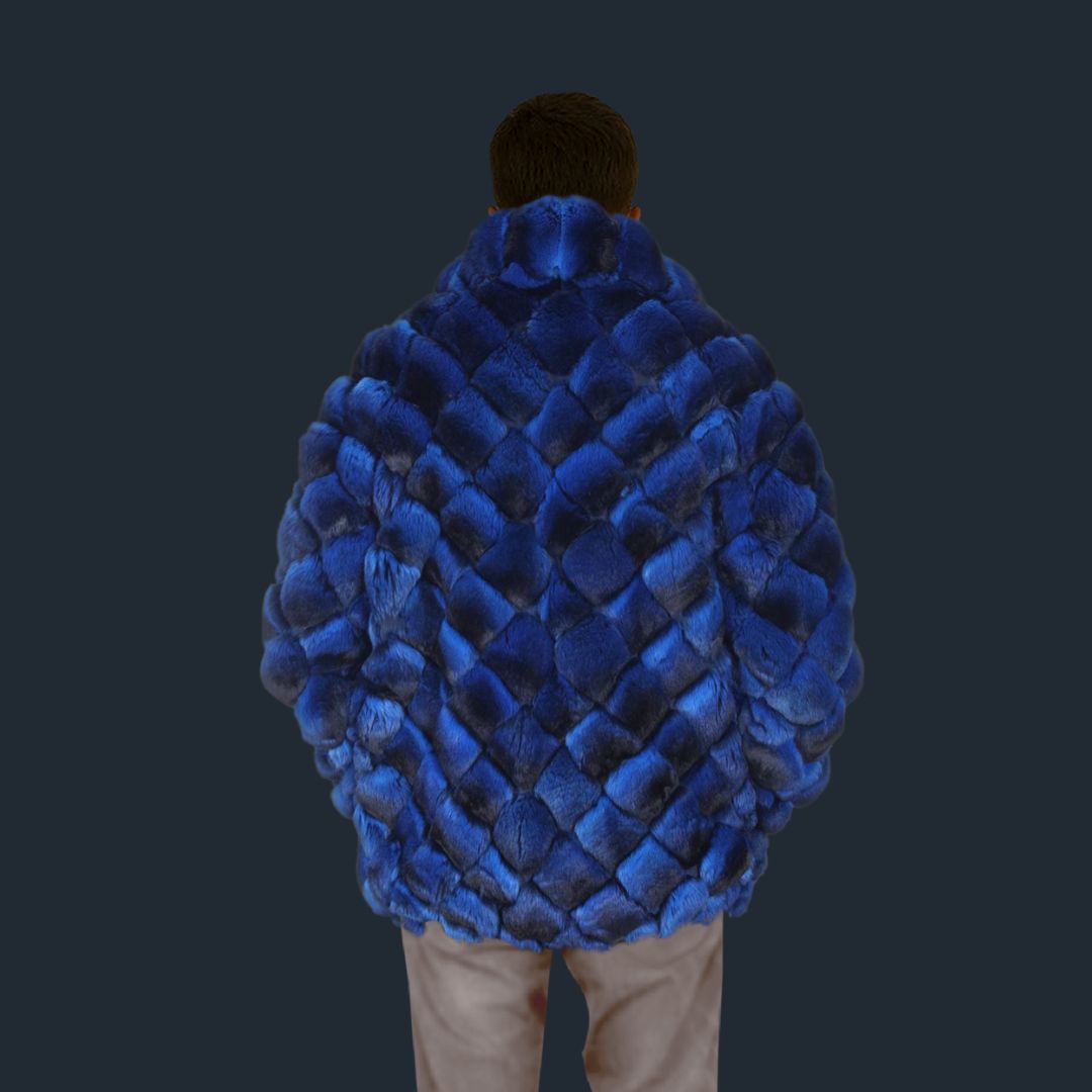 Mens Chinchilla Fur Bomber Jacket