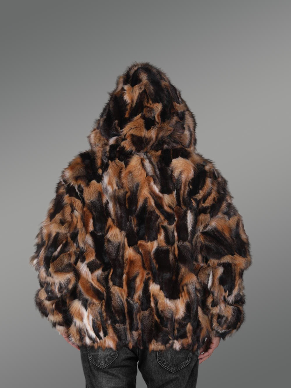 Multi Color Fox Fur Bomber Jacket