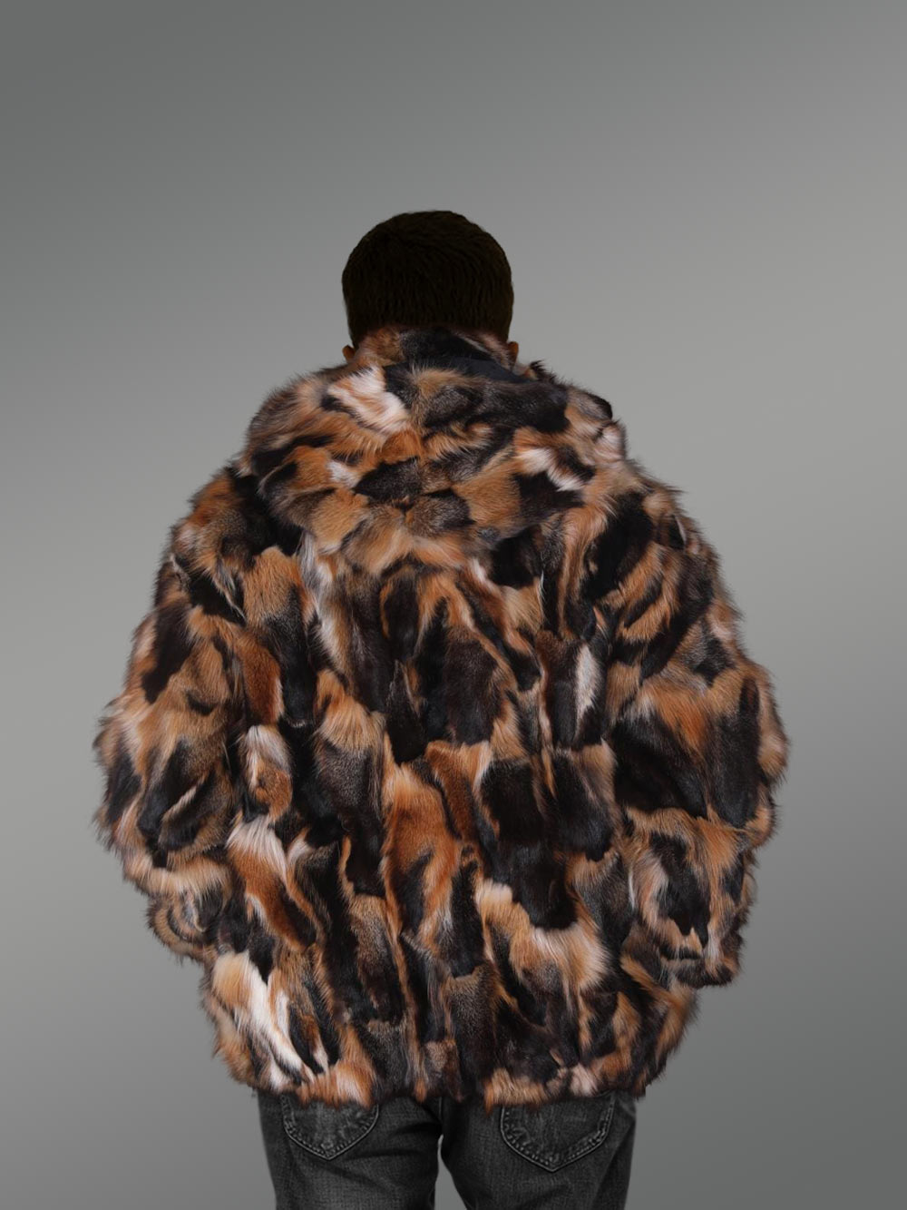 Multi Color Fox Fur Bomber Jacket