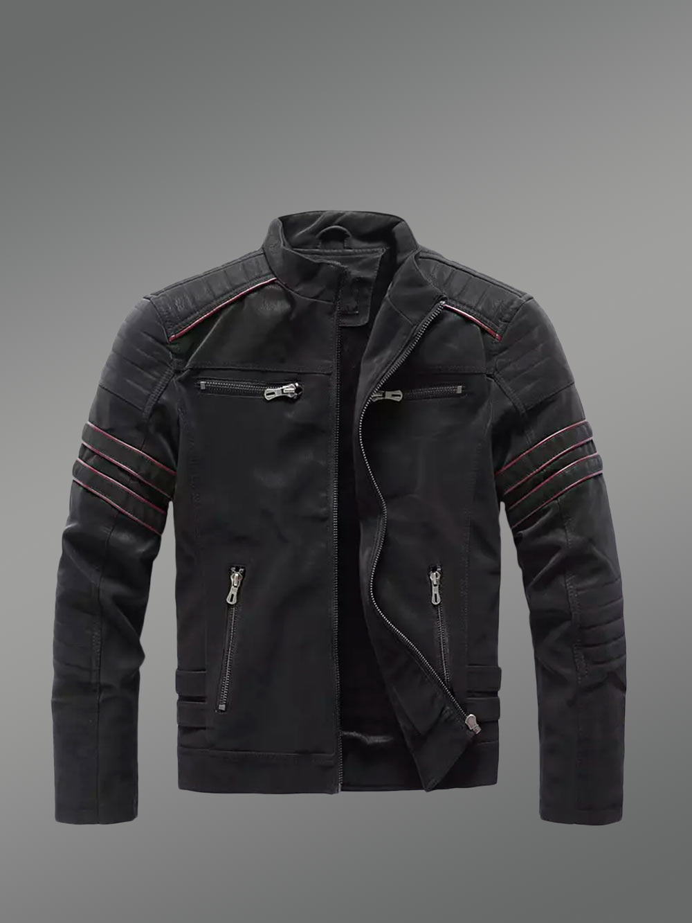 Black Matte Finish Leather Jacket